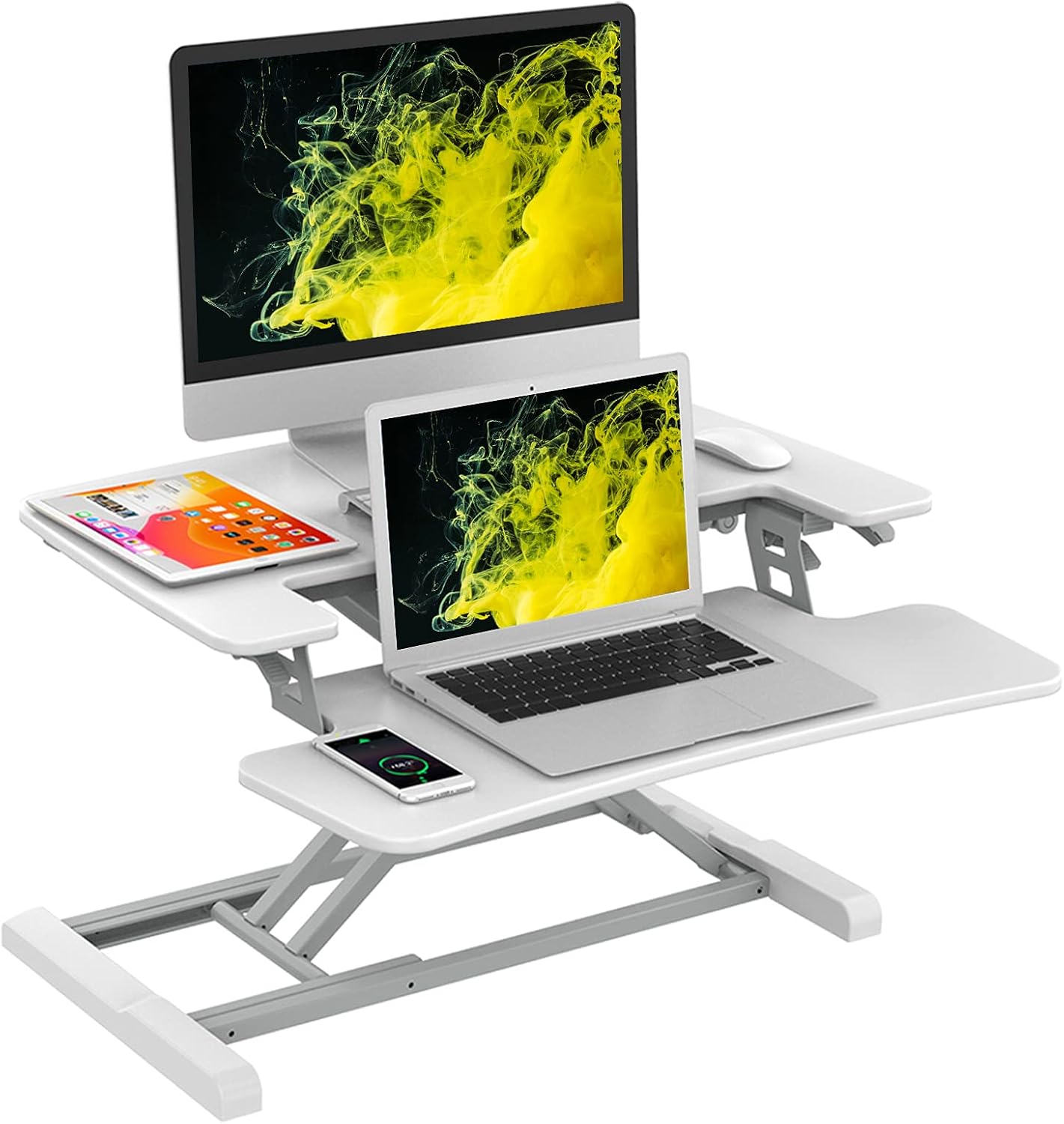Monitor verhoger - Laptop verhoger - Bureau verhoger - 72x42 cm - Wit ...